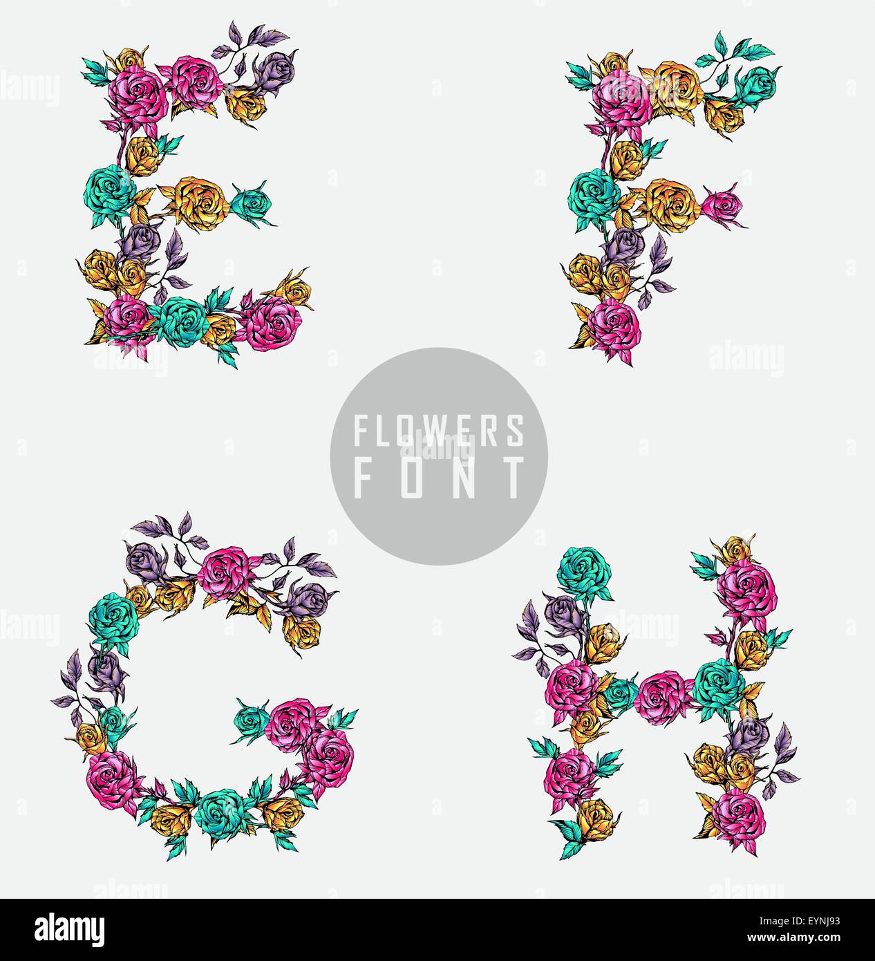 Vector colorful flower font Stock Vector Image & Art - Alamy