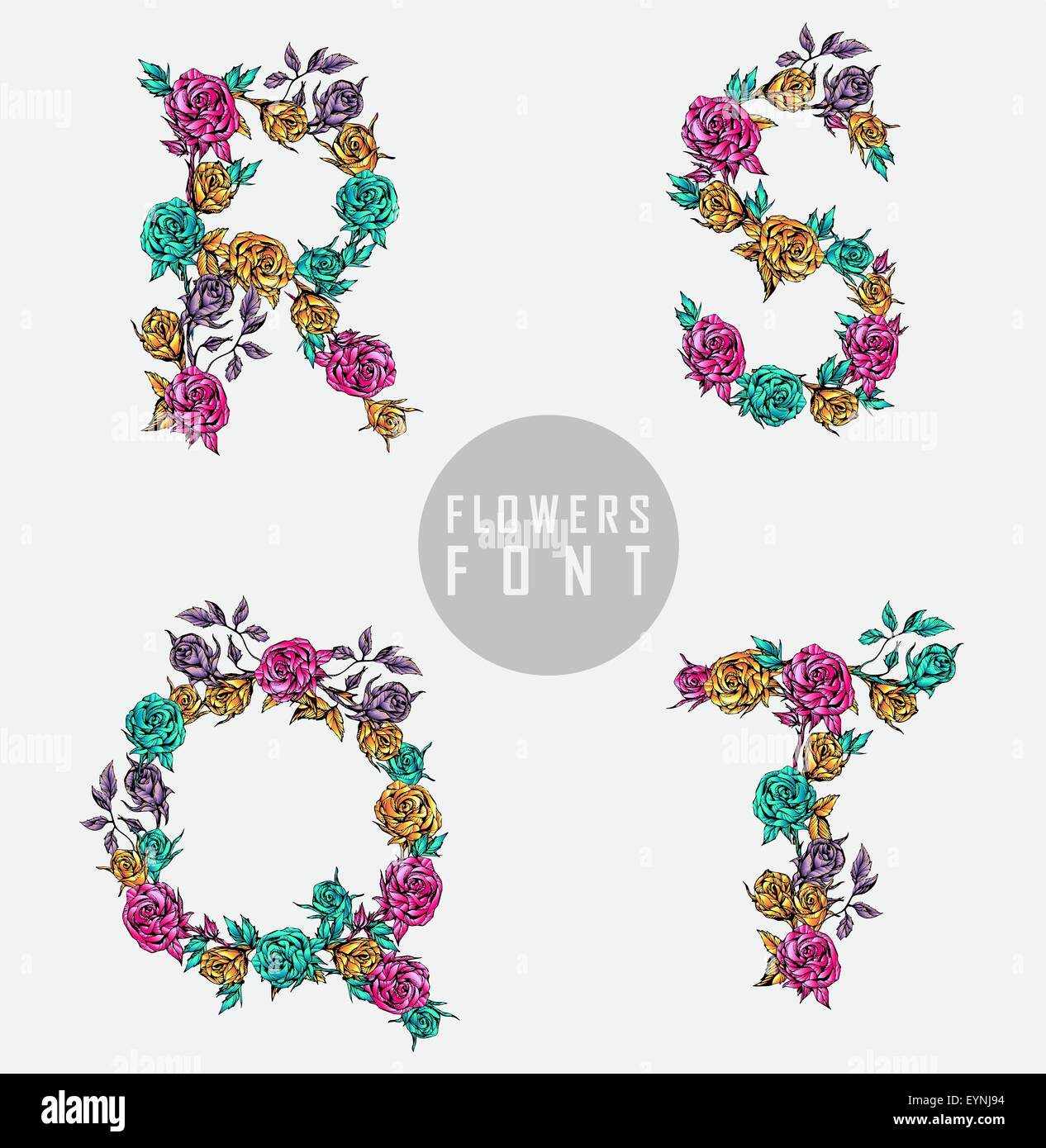 Vector colorful flower font Stock Vector Image & Art - Alamy