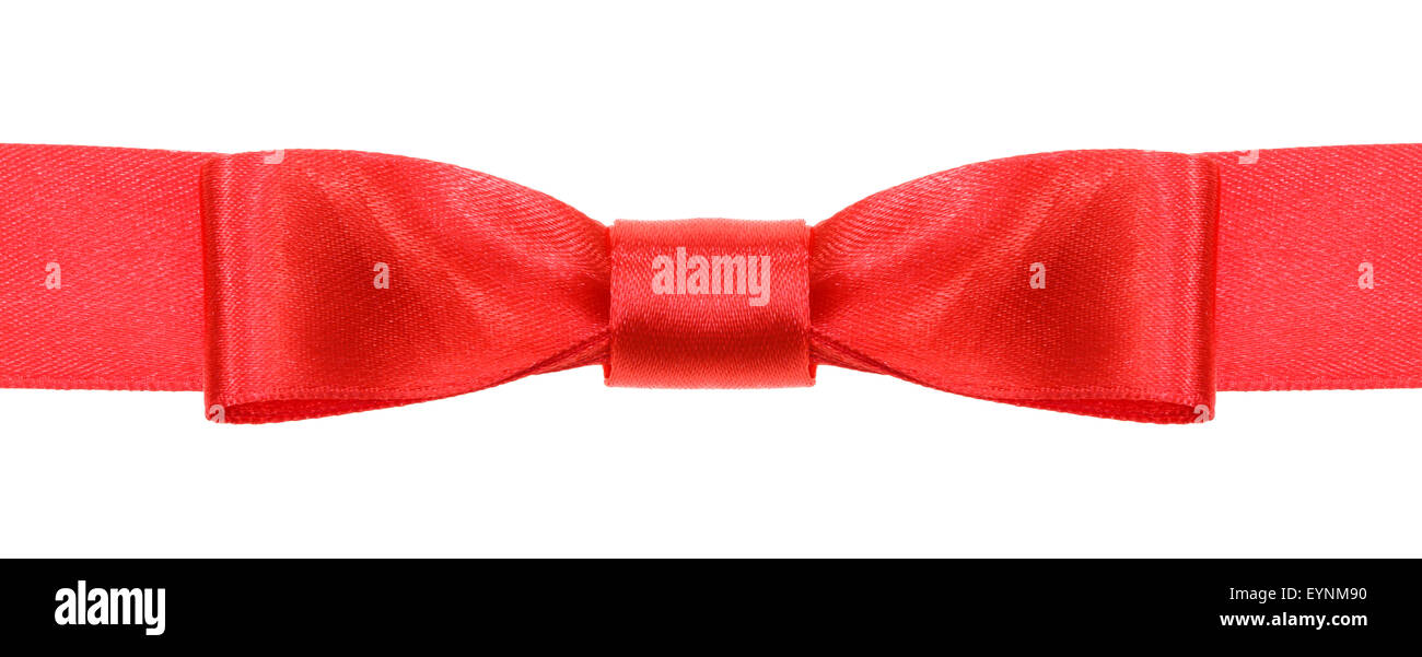 symmetric red bow knot on wide satin ribbon isolated on white ...