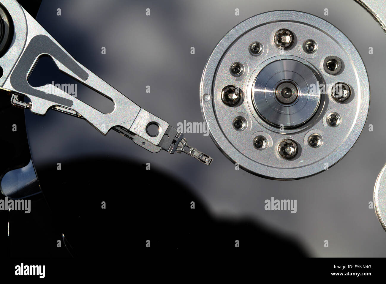 Detail of computer hard drive disc and record read head Stock Photo - Alamy