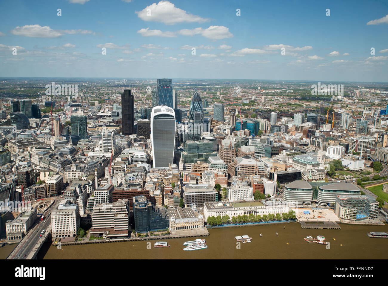 Aerial view of River Thames and Tower Bridge London United Kingdom ...