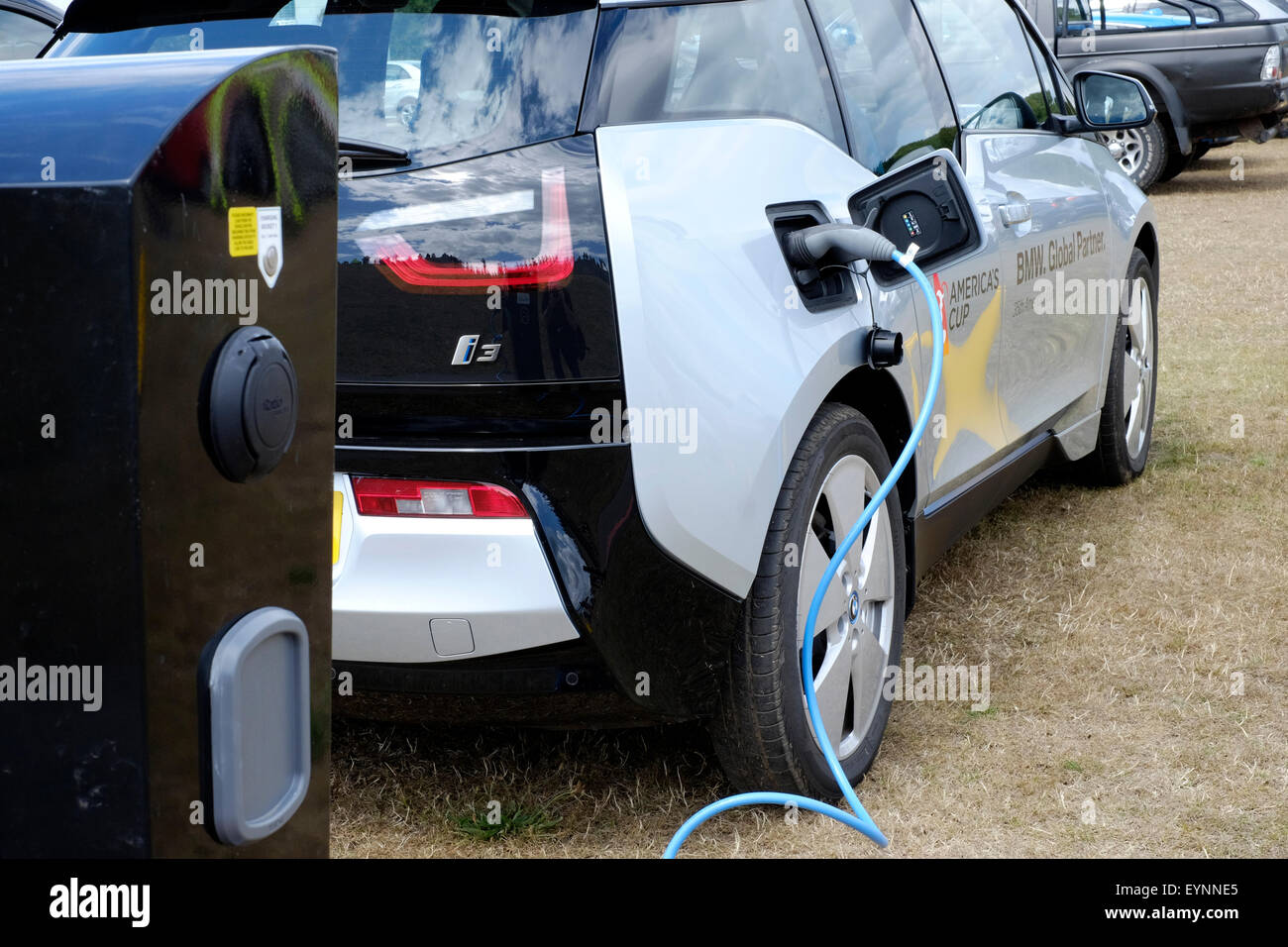 electric car being charged at a charging point in southsea england uk ...