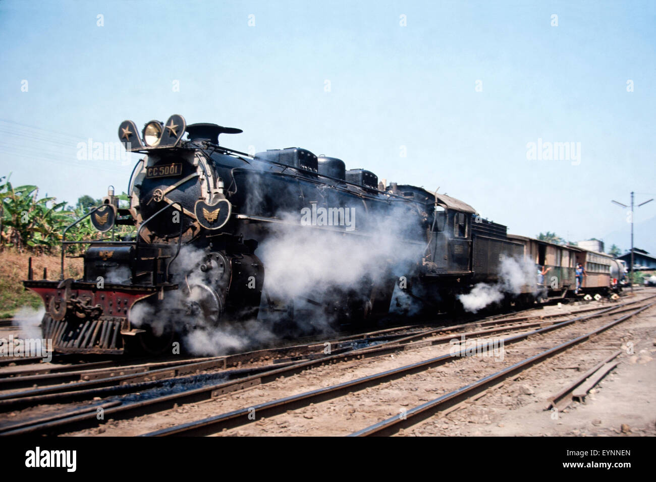 indonesian steam loco number cc 5001 working in 1983 Stock Photo - Alamy