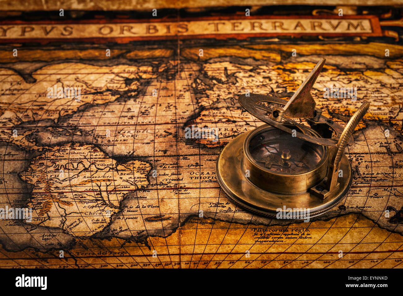 Old vintage compass on ancient map Stock Photo - Alamy