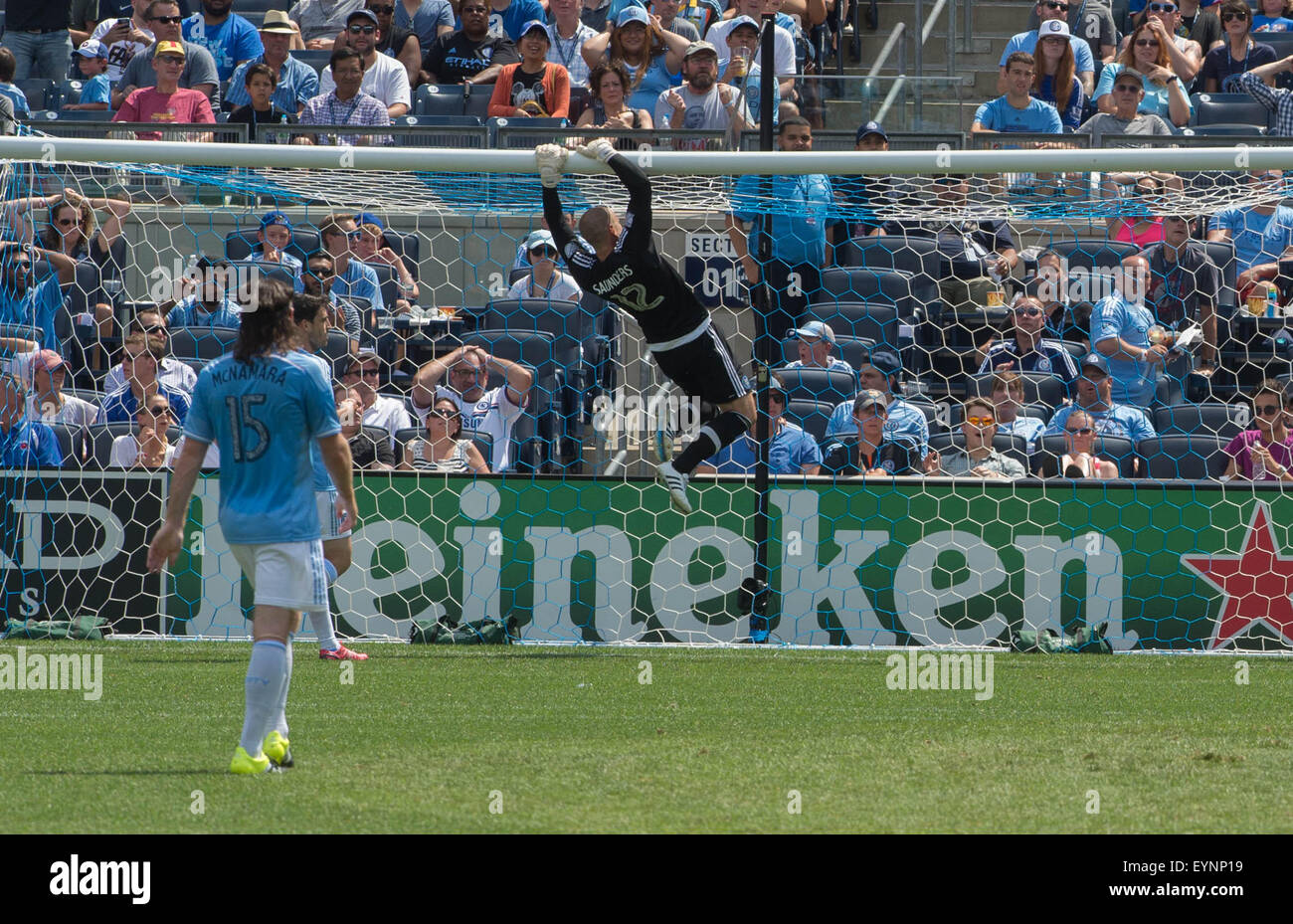 New York, NY, USA. 1st Aug, 2015. NYCFCs' goalkeeper JOSH SAUNDERS ...