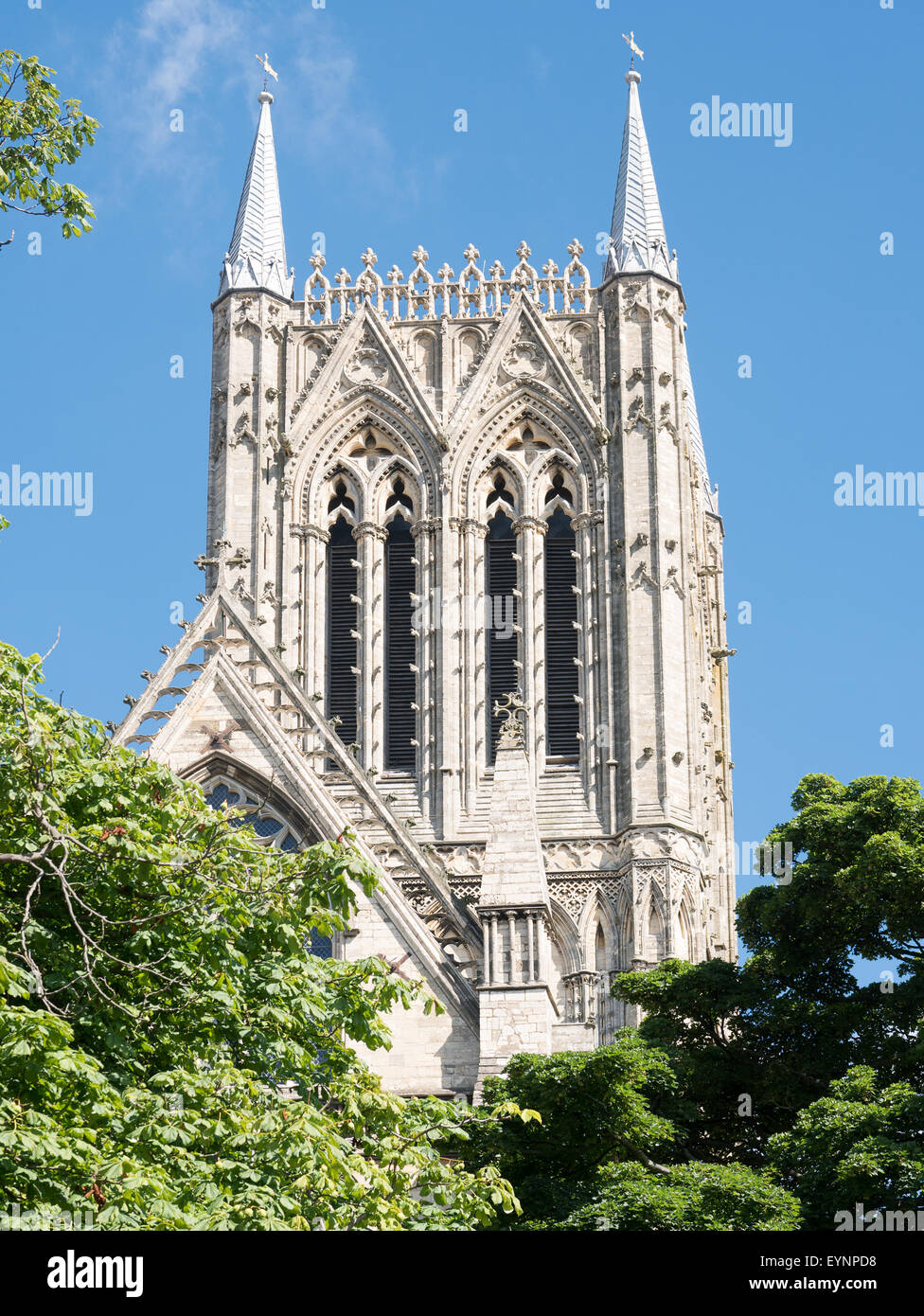 The norman built (eleventh century) cathedral at Lincoln, England Stock ...
