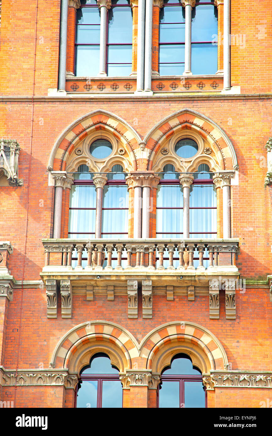 old architecture in london england windows and brick exterior wall ...