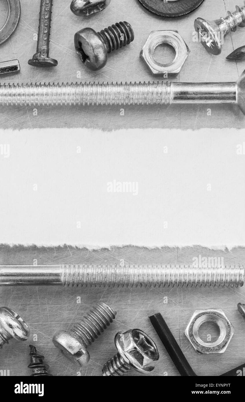 hardware tools at metal background texture Stock Photo - Alamy