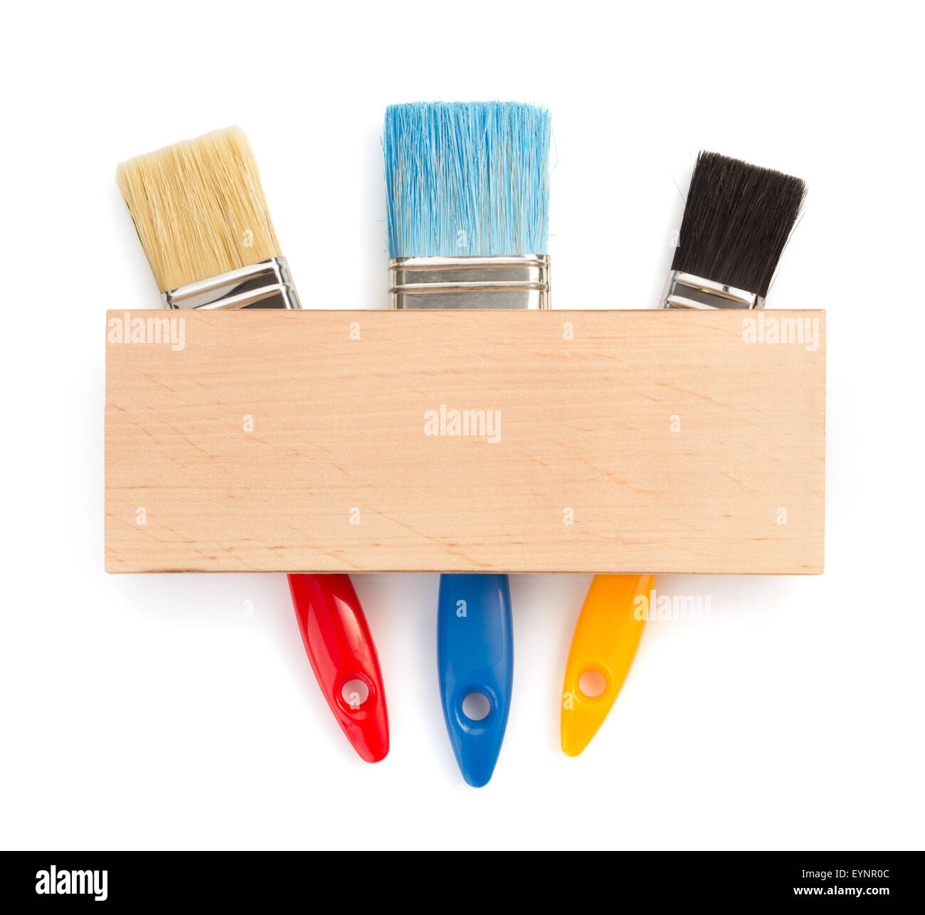 Paintbrush wooden board on Cut Out Stock Images & Pictures - Alamy