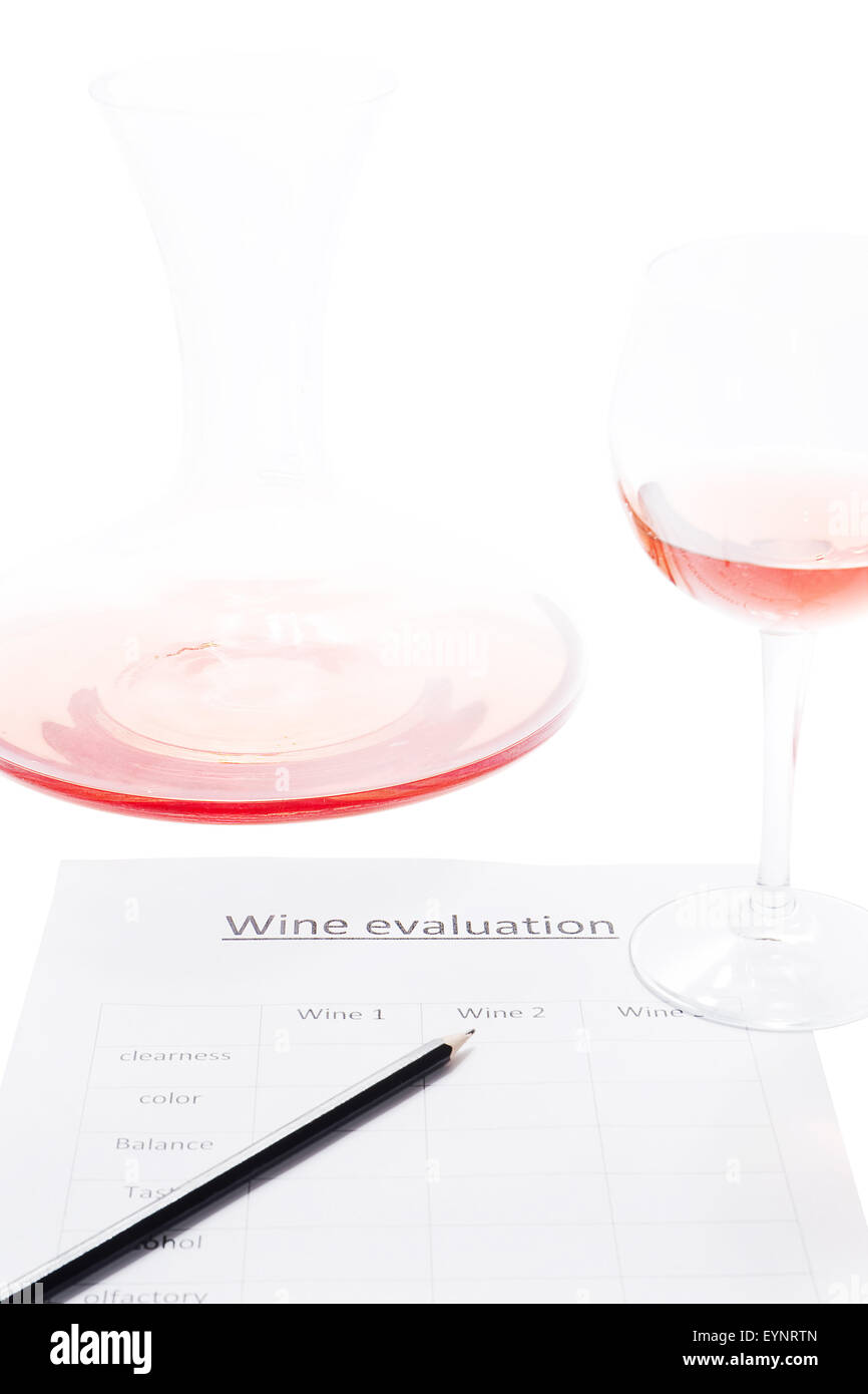 examination of the wine and notes the results Stock Photo - Alamy
