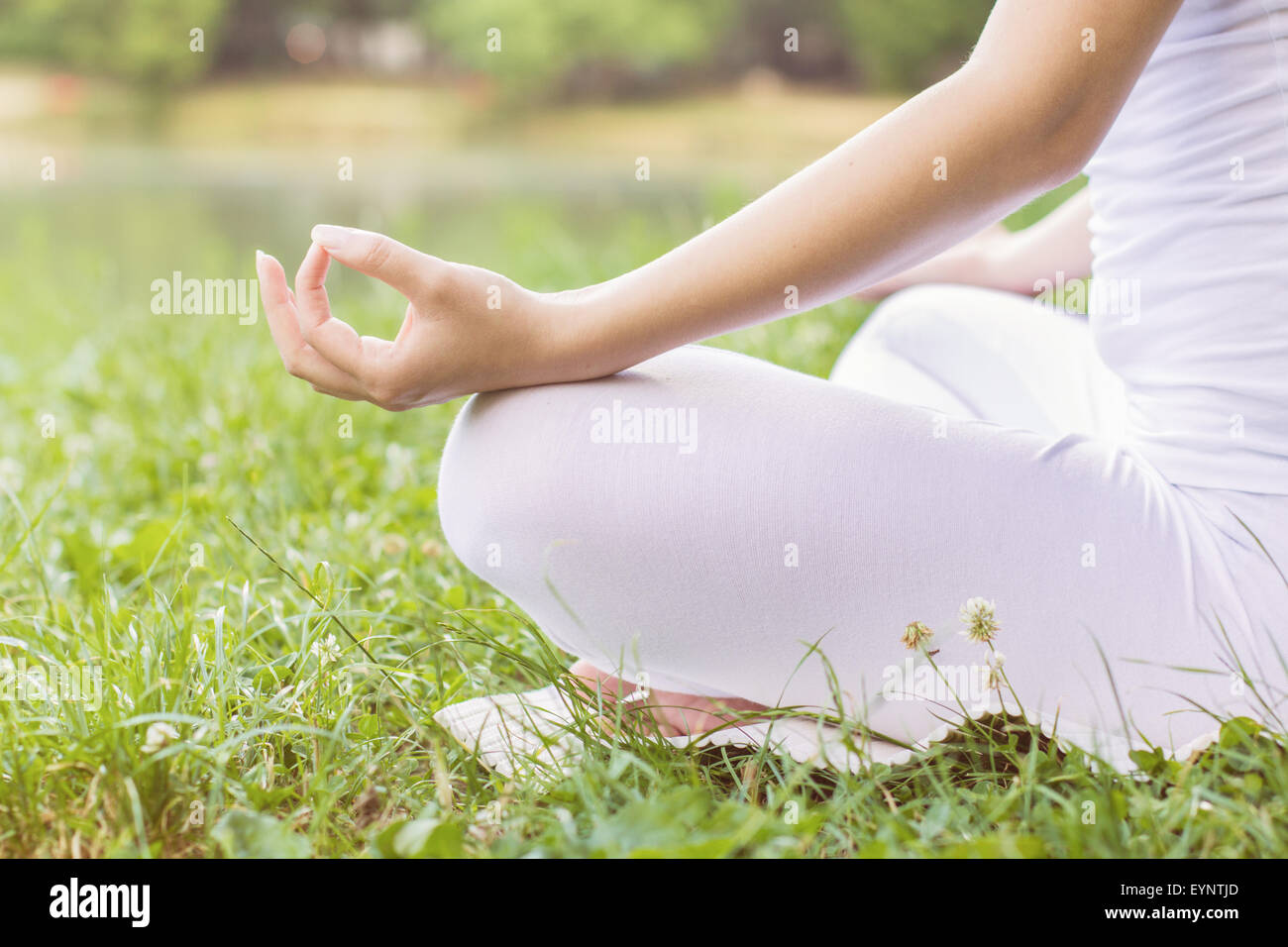 Yoga Meditating Zen Woman Relaxing Outdoor.Healthy Lifestyle in Lotus ...