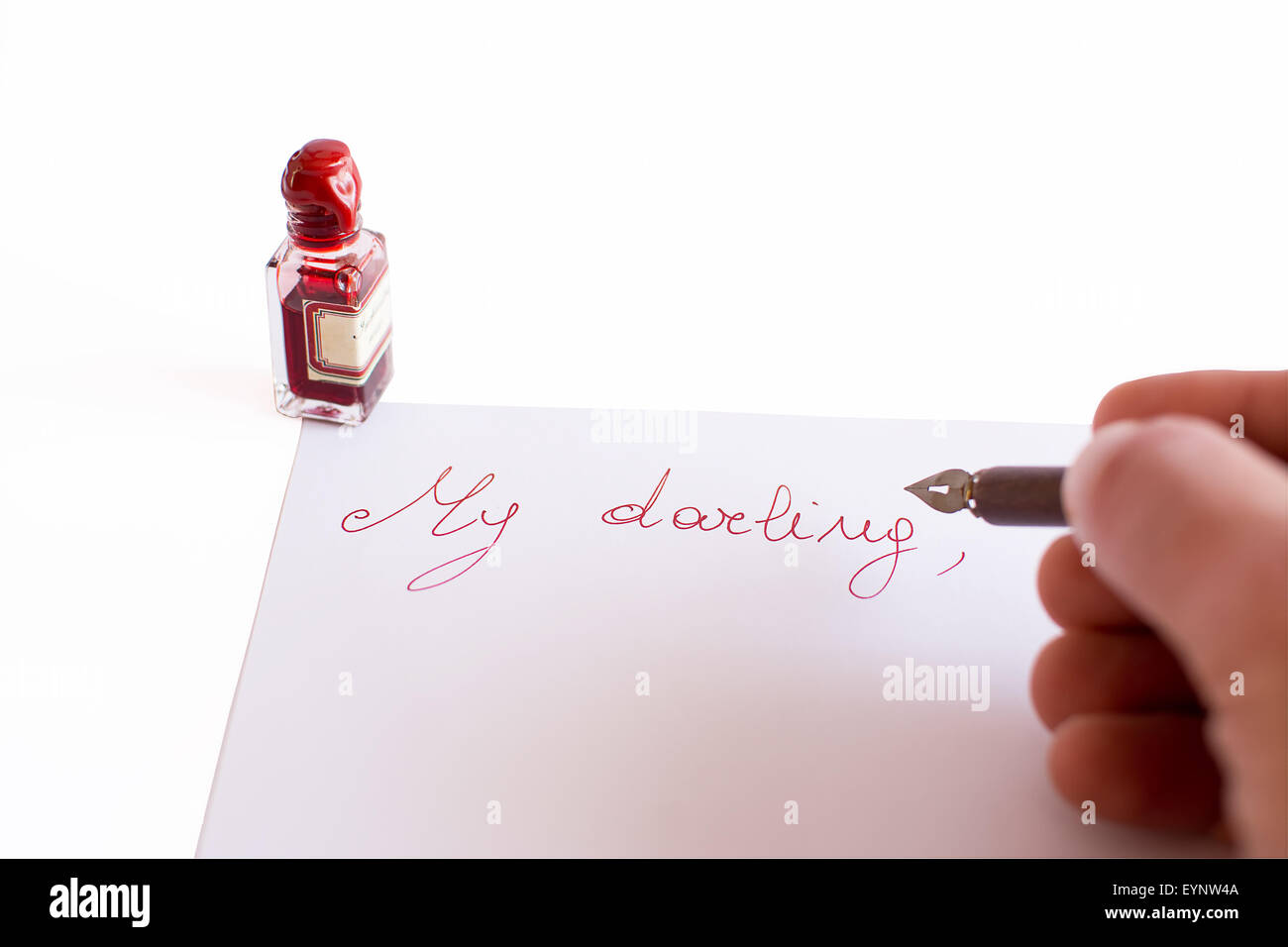 Letter to "my dear, handwriter with red ink Stock Photo - Alamy