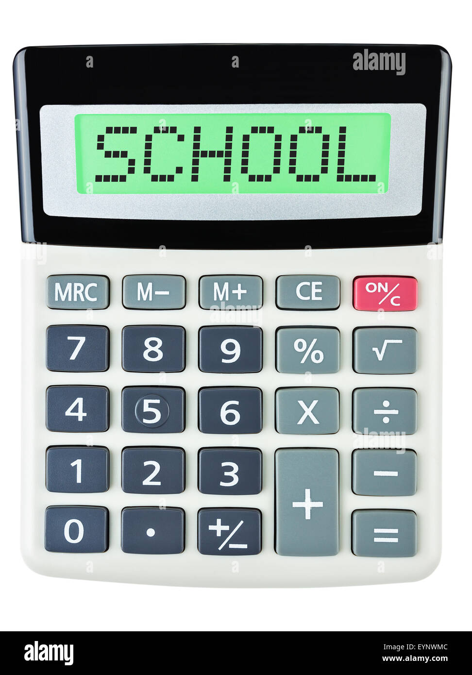 Calculator with SCHOOL on display isolated on white background Stock ...