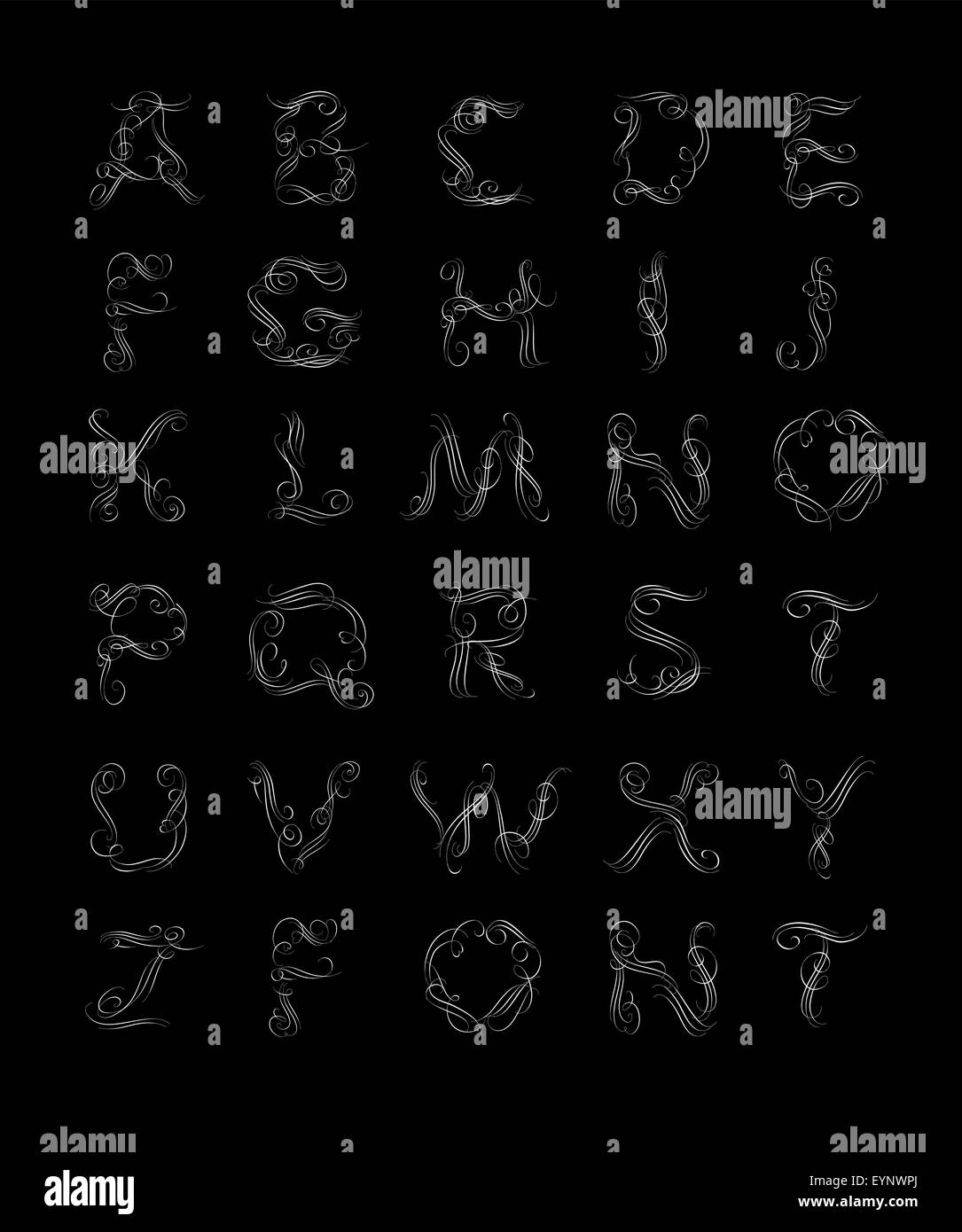 Calligraphic alphabet. Design elements Stock Vector Image & Art - Alamy