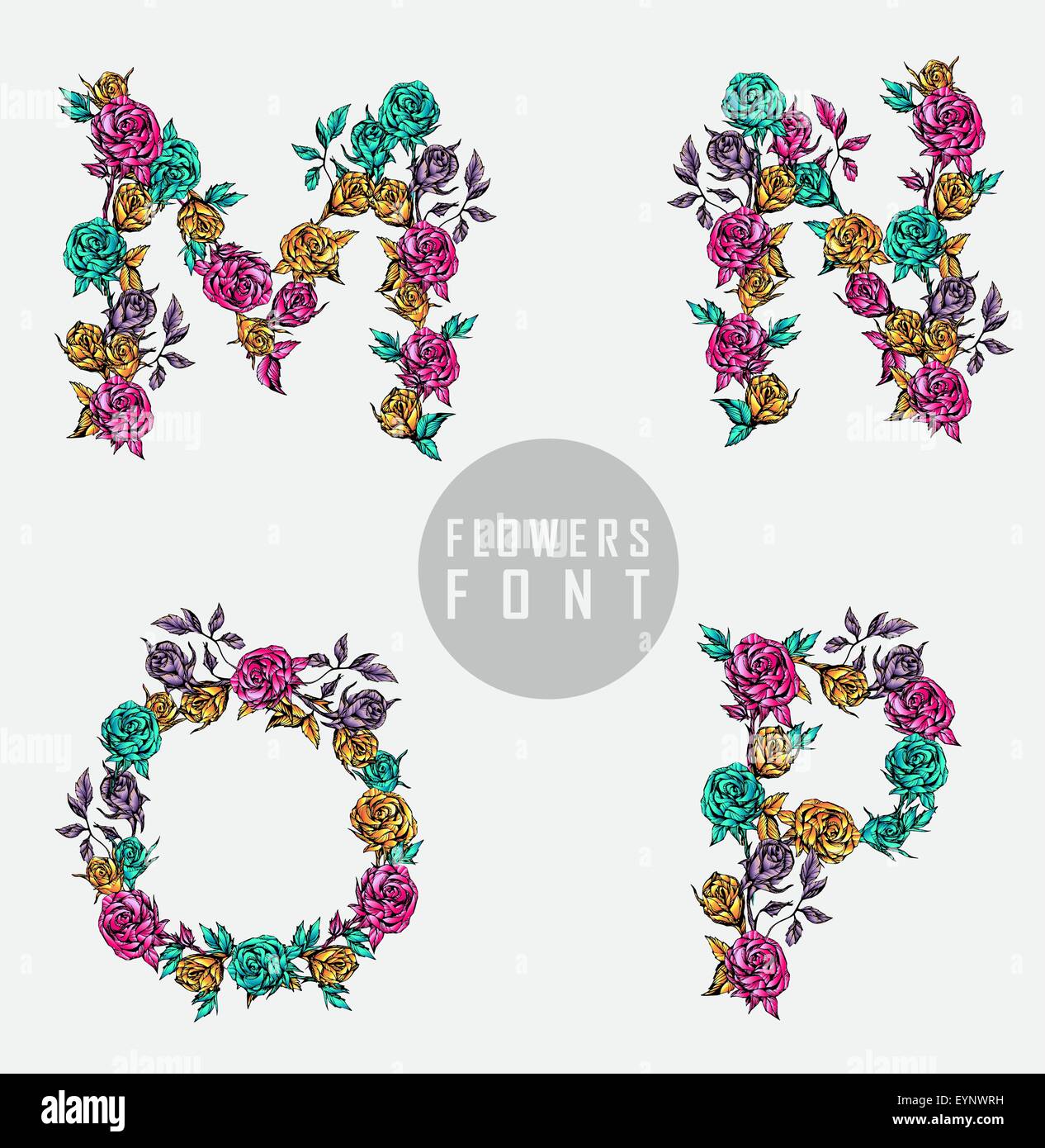 Vector colorful flower font Stock Vector Image & Art - Alamy