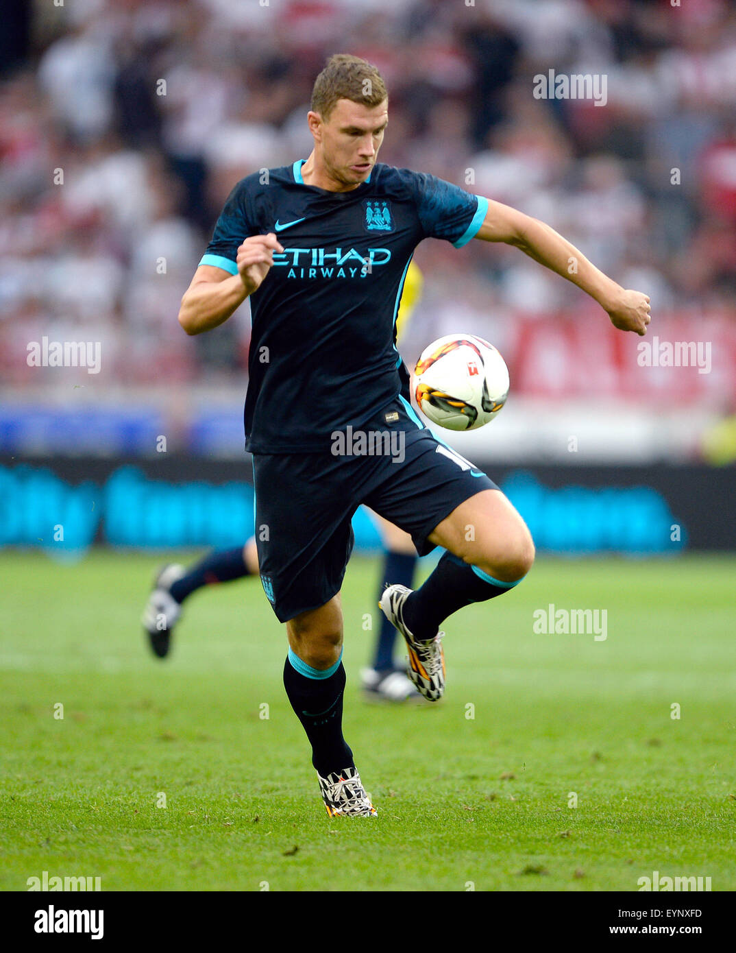 Stuttgart, Germany. 01st Aug, 2015. Manchester's Edin Dzeko in action ...