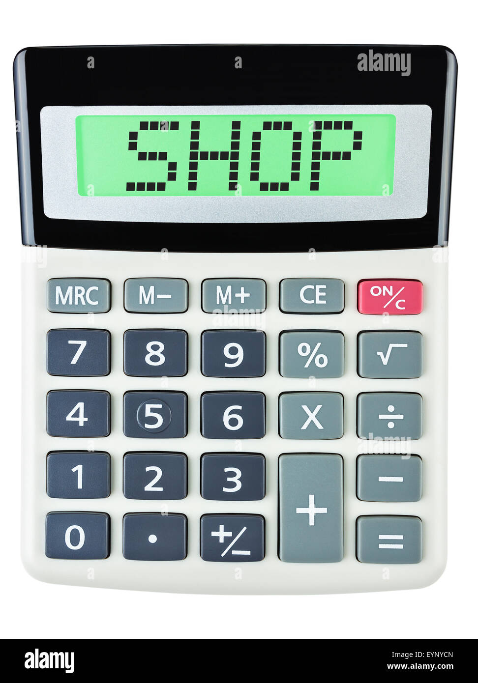 Calculator with SHOP on display isolated on white background Stock ...