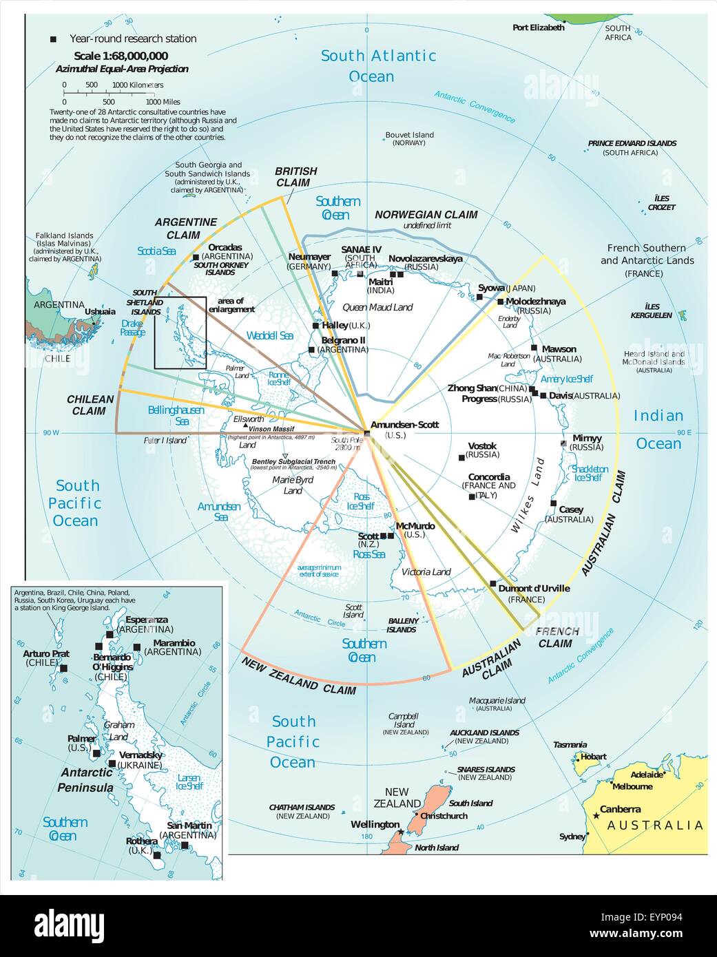 Antarctic Map With Flag High Resolution Stock Photography and Images ...