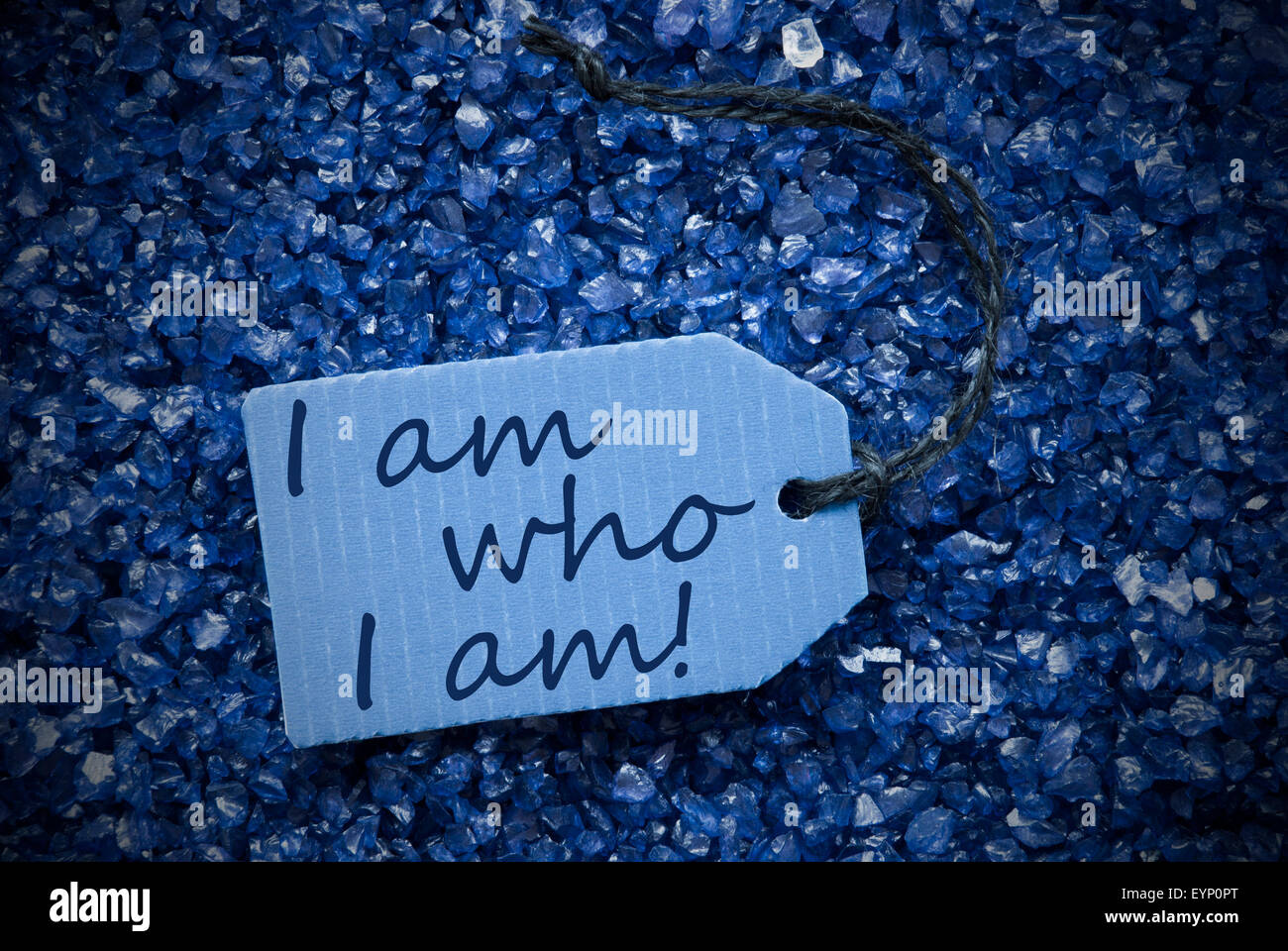 Purple Stones With Label I Am Stock Photo - Alamy
