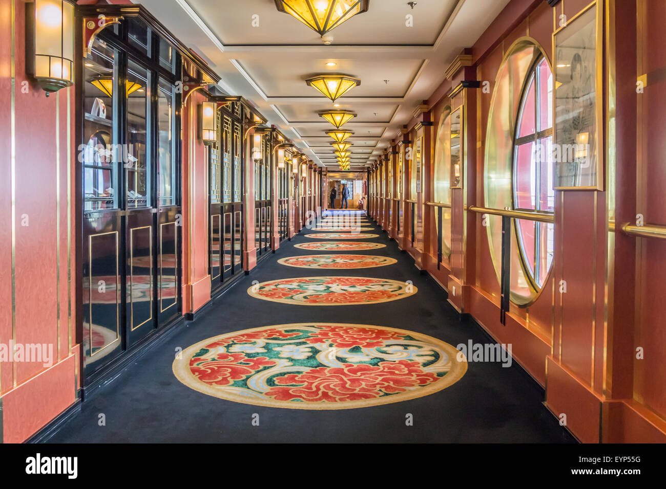 CRUISE SHIP PASSAGEWAY, NORWEGIAN SPIRIT - CIRCA APRIL 2015. An ...