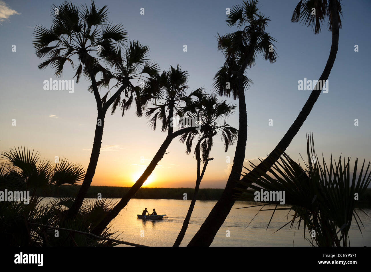 Boating at sunset on Doho Hot Springs, Awash National Park, Ethiopia ...