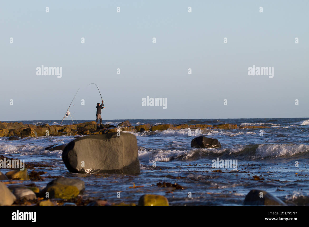 Fishing at Druridge Bay Stock Photo - Alamy