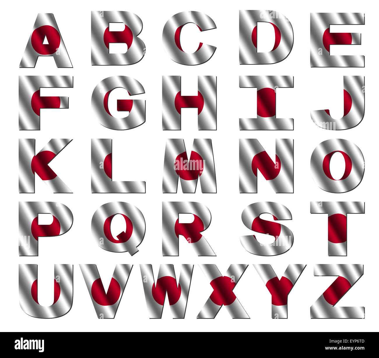 Japanese flag font isolated on white illustration Stock Photo - Alamy