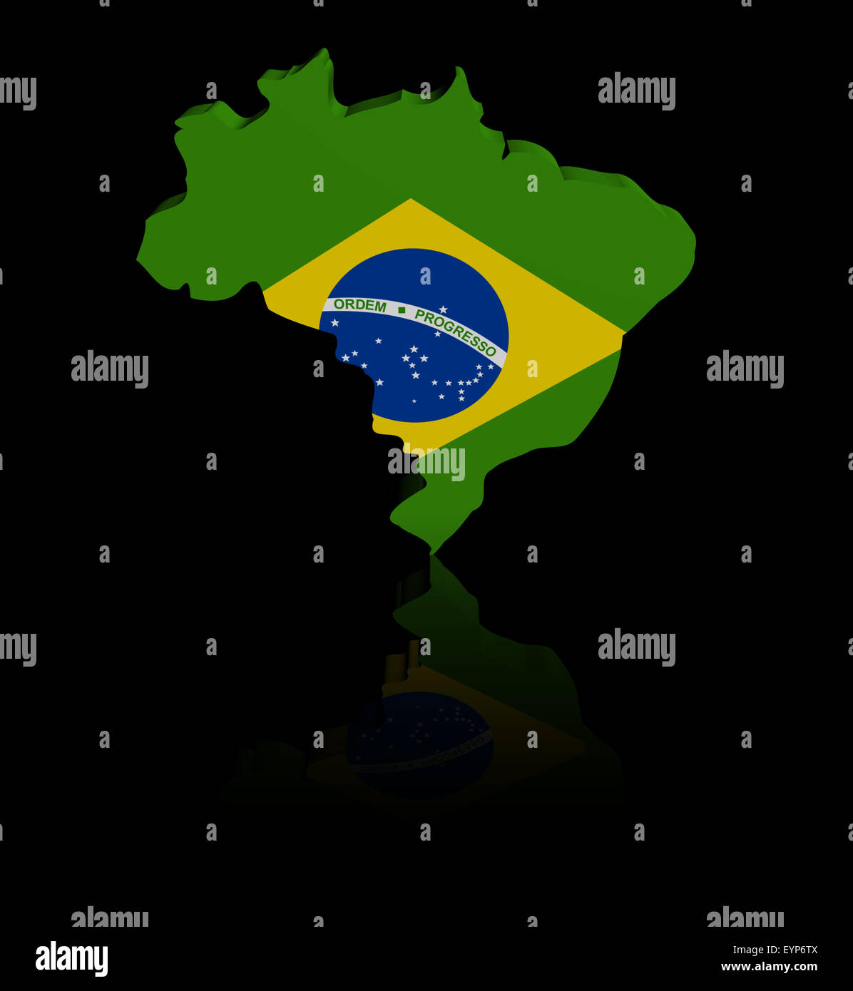 Brazil map flag with reflection illustration Stock Photo - Alamy