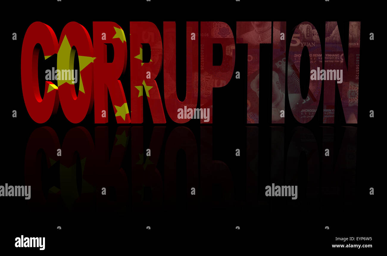 Corruption text with Chinese flag and currency illustration Stock Photo ...