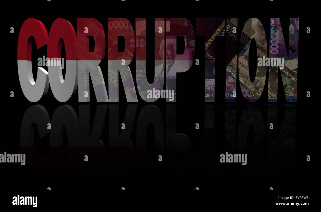 Corruption text with Indonesia flag and currency illustration Stock ...