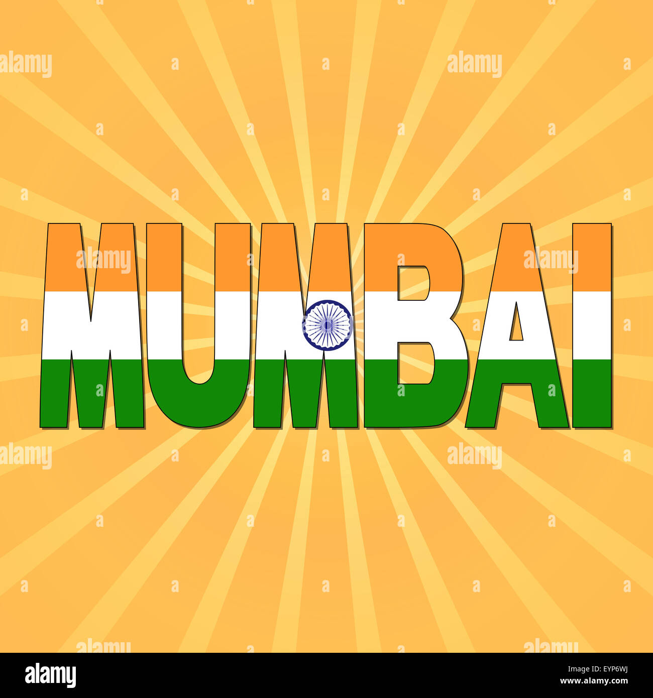 Mumbai flag text with sunburst illustration Stock Photo - Alamy