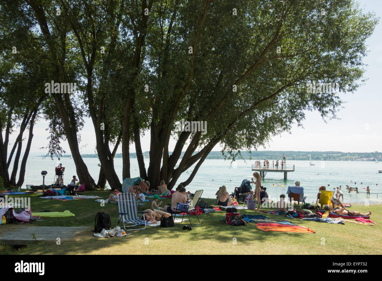 UBERLINGEN, LAKE CONSTANCE, GERMANY - Relaxing in the shade at West ...