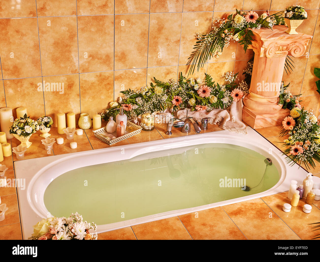 Bathroom interior with bubble bath Stock Photo - Alamy