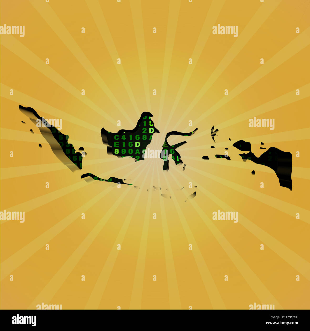 Indonesia sunburst map with hex code illustration Stock Photo - Alamy