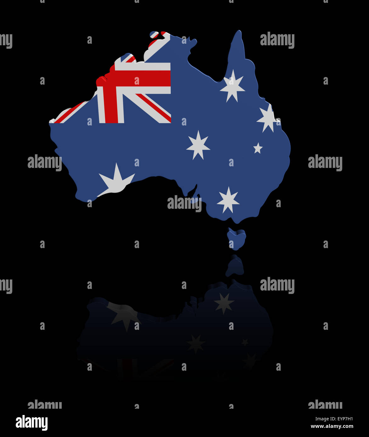Australia map flag with reflection illustration Stock Photo - Alamy