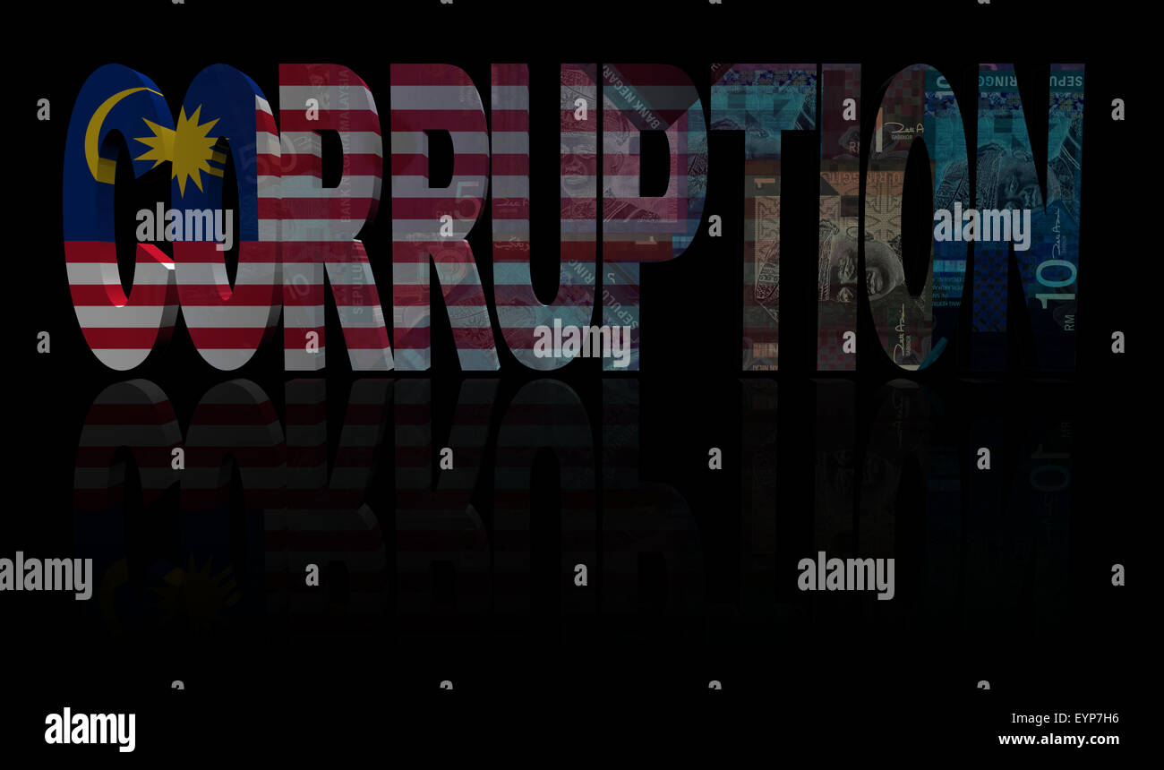 Corruption text with Malaysia flag and currency illustration Stock ...