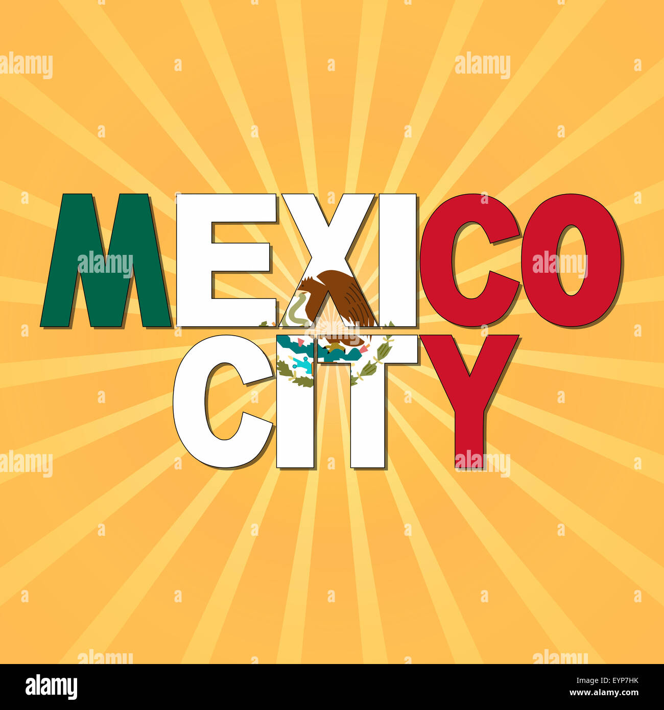Mexico City flag text with sunburst illustration Stock Photo - Alamy