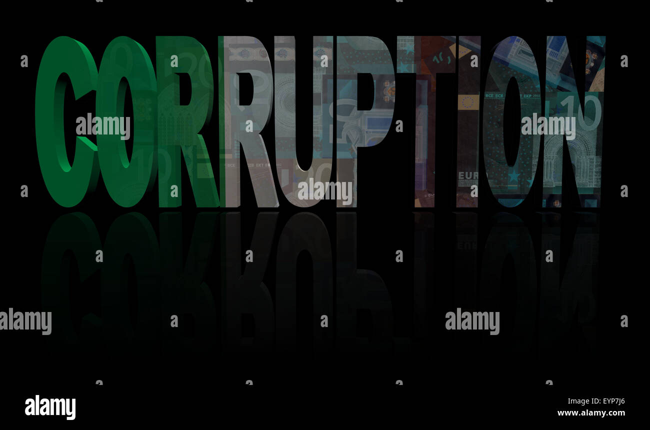 Corruption text with Italian flag and currency illustration Stock Photo ...