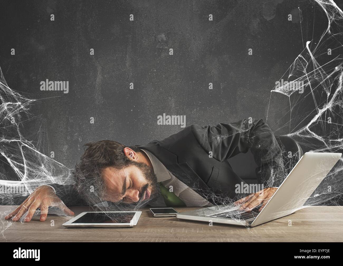 Trapped by technology web Stock Photo - Alamy