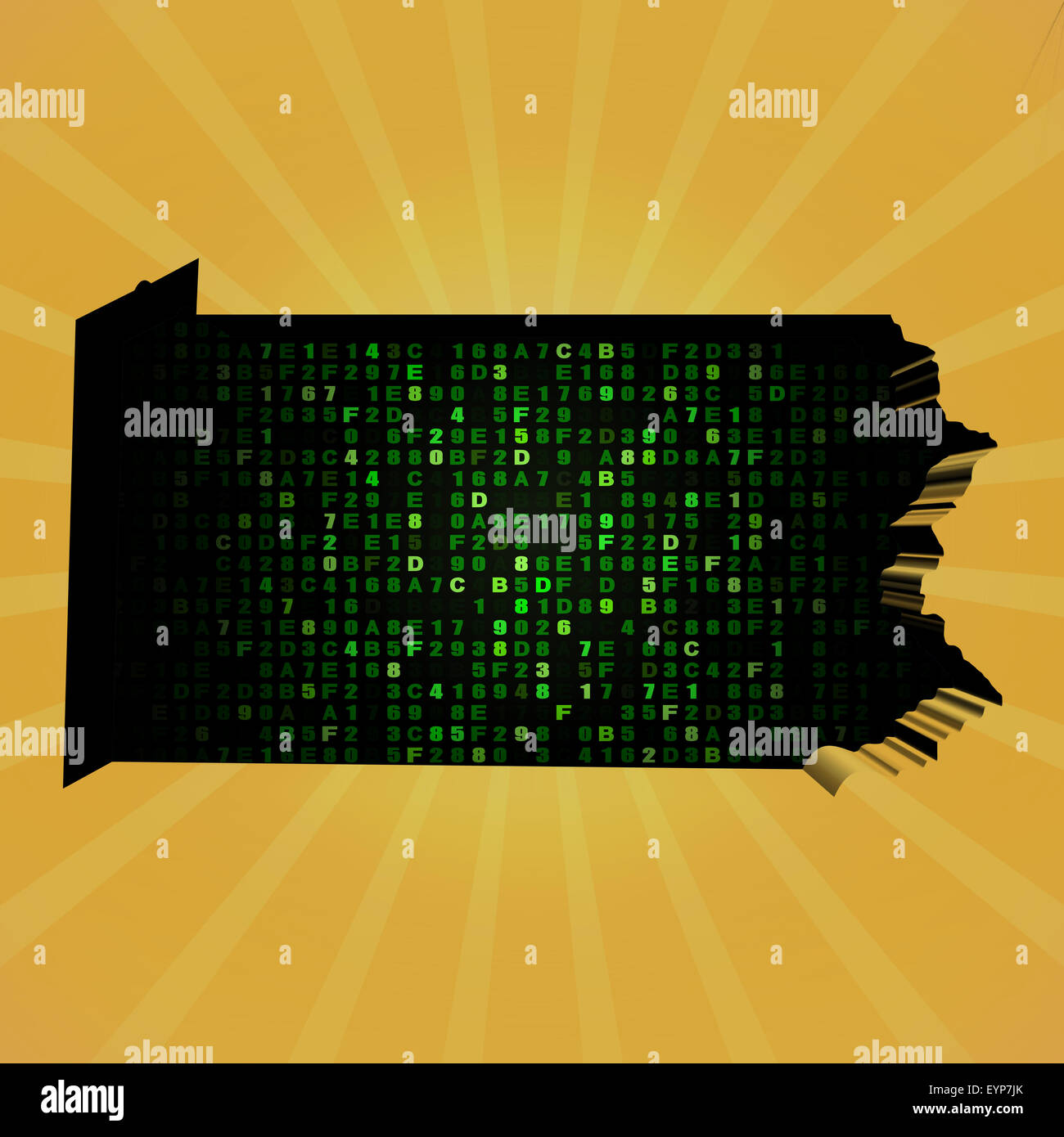 Pennsylvania sunburst map with hex code illustration Stock Photo - Alamy