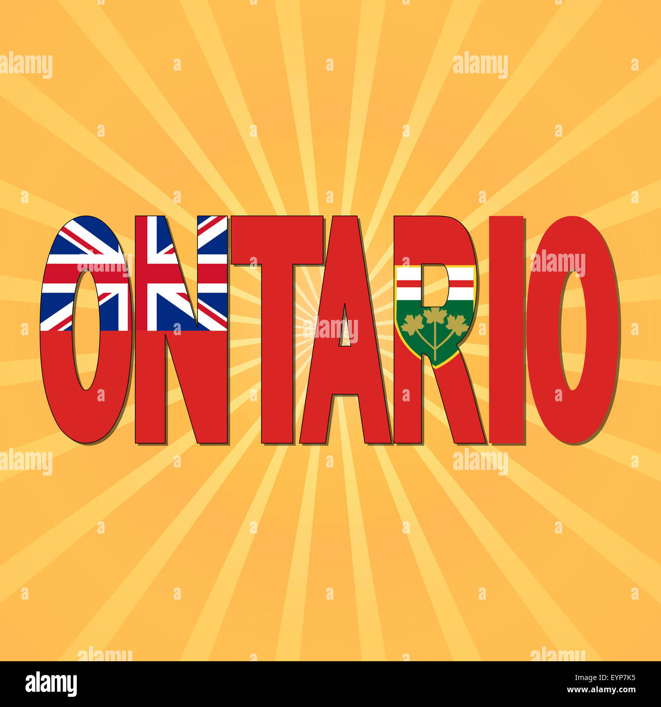 Ontario flag text with sunburst illustration Stock Photo - Alamy