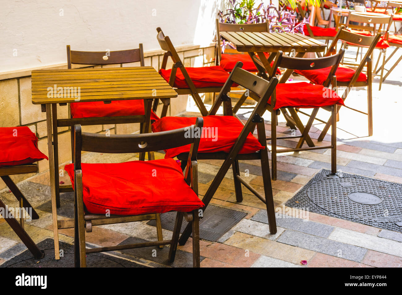 streets of Marbella restaurant tables, Spain Stock Photo - Alamy