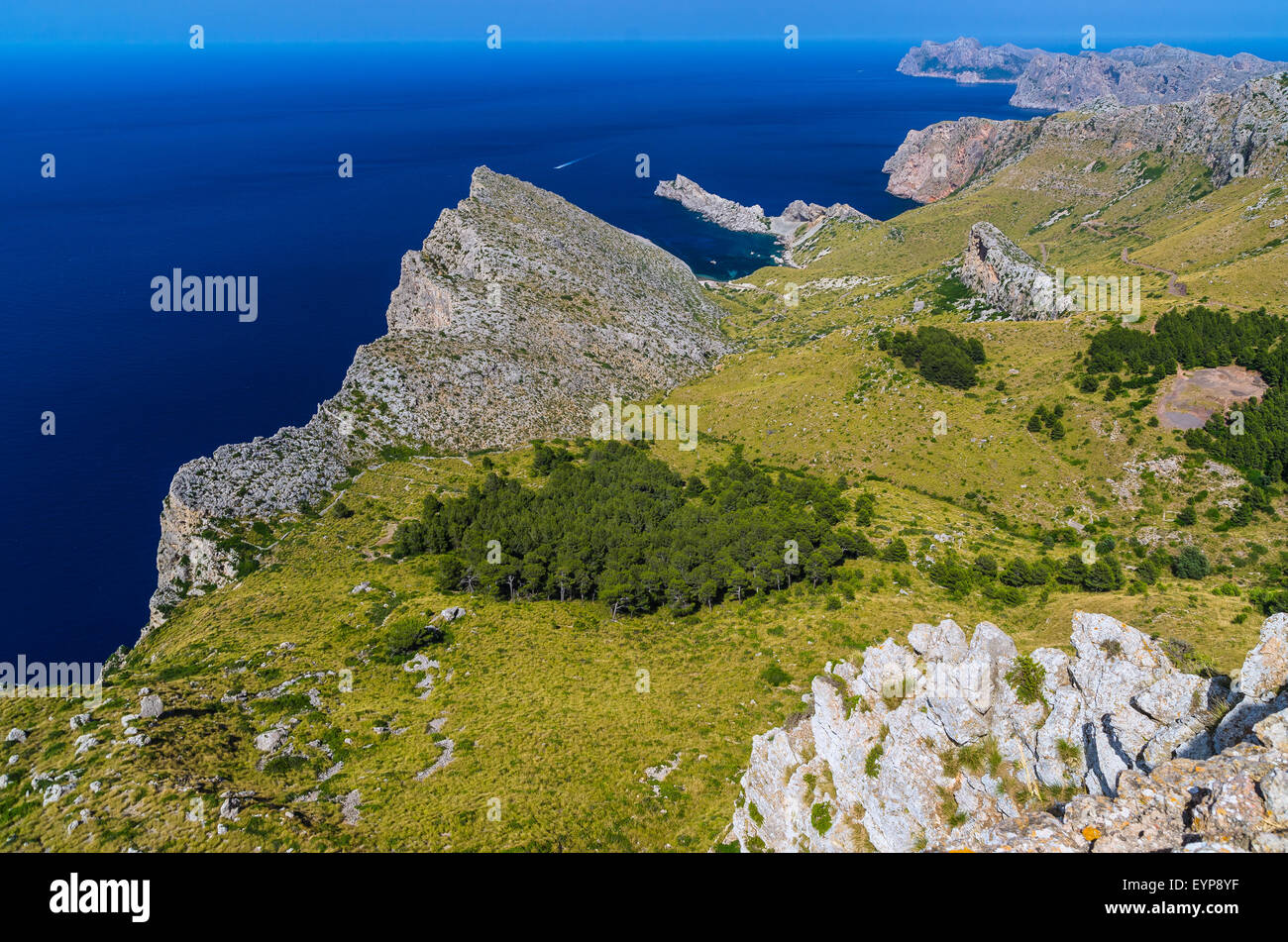 Beautiful natural landscape at sea side with mountains and trees Stock ...