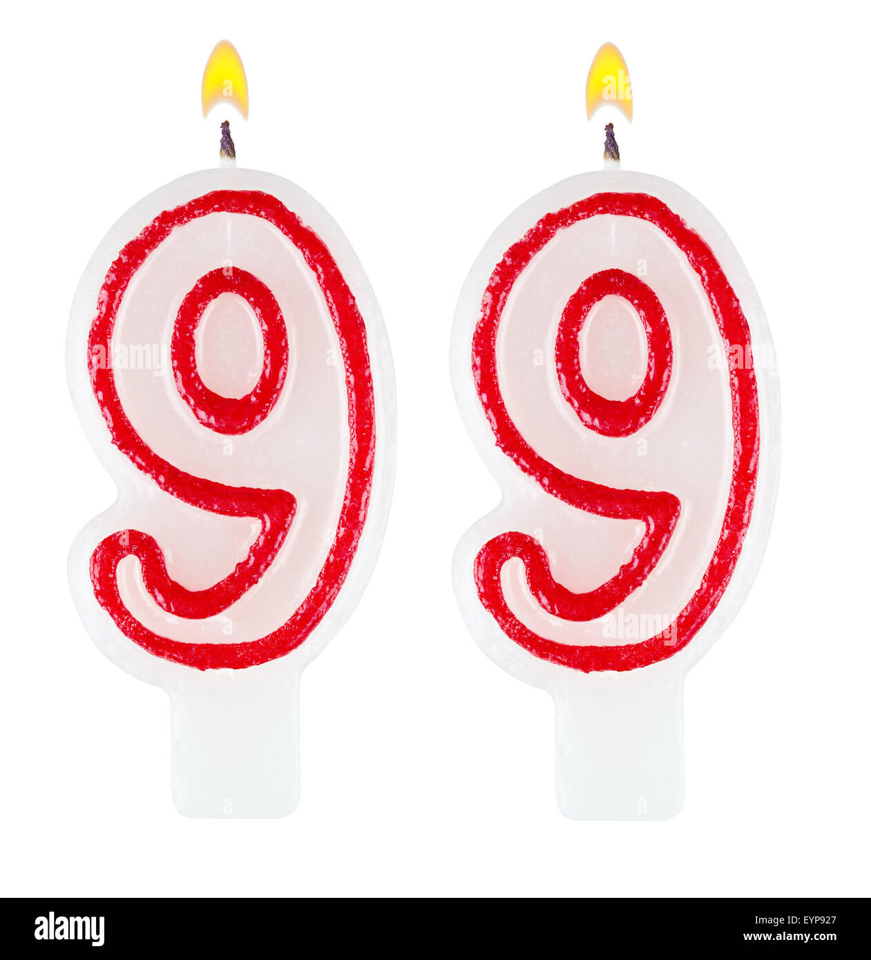 Birthday candles number ninety nine one isolated on white background ...