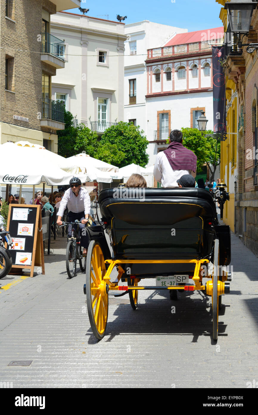 Horse drawn carriage tours of Seville in Andalusia, Spain Stock Photo ...
