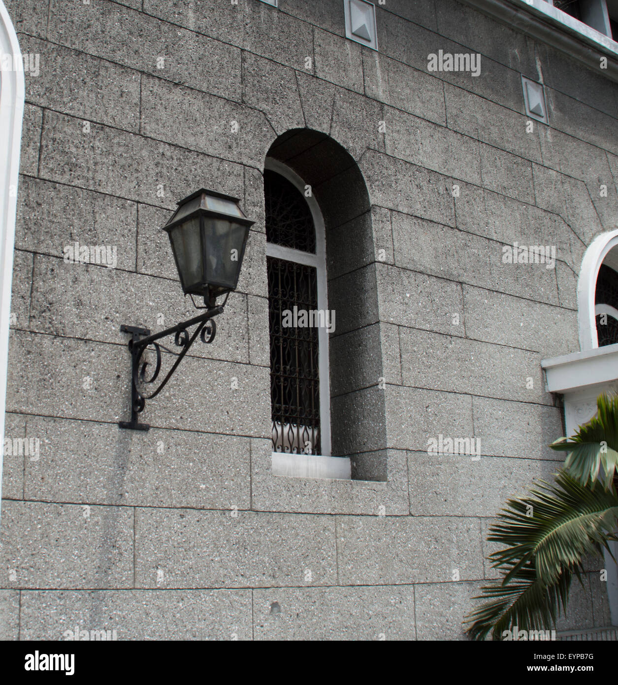 Lamp Post On The Wall Stock Photo - Alamy