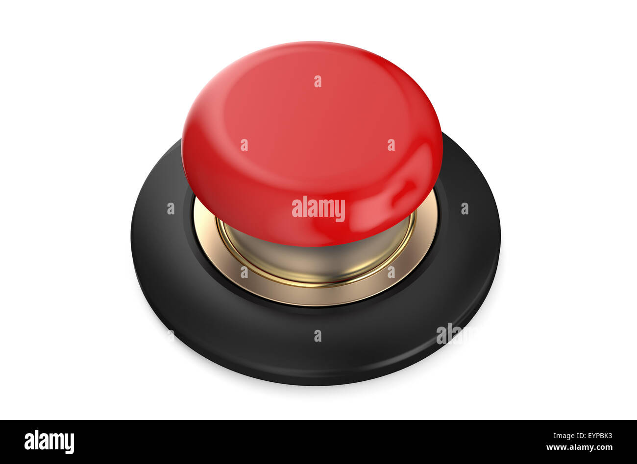 Red push button isolated on white background Stock Photo - Alamy