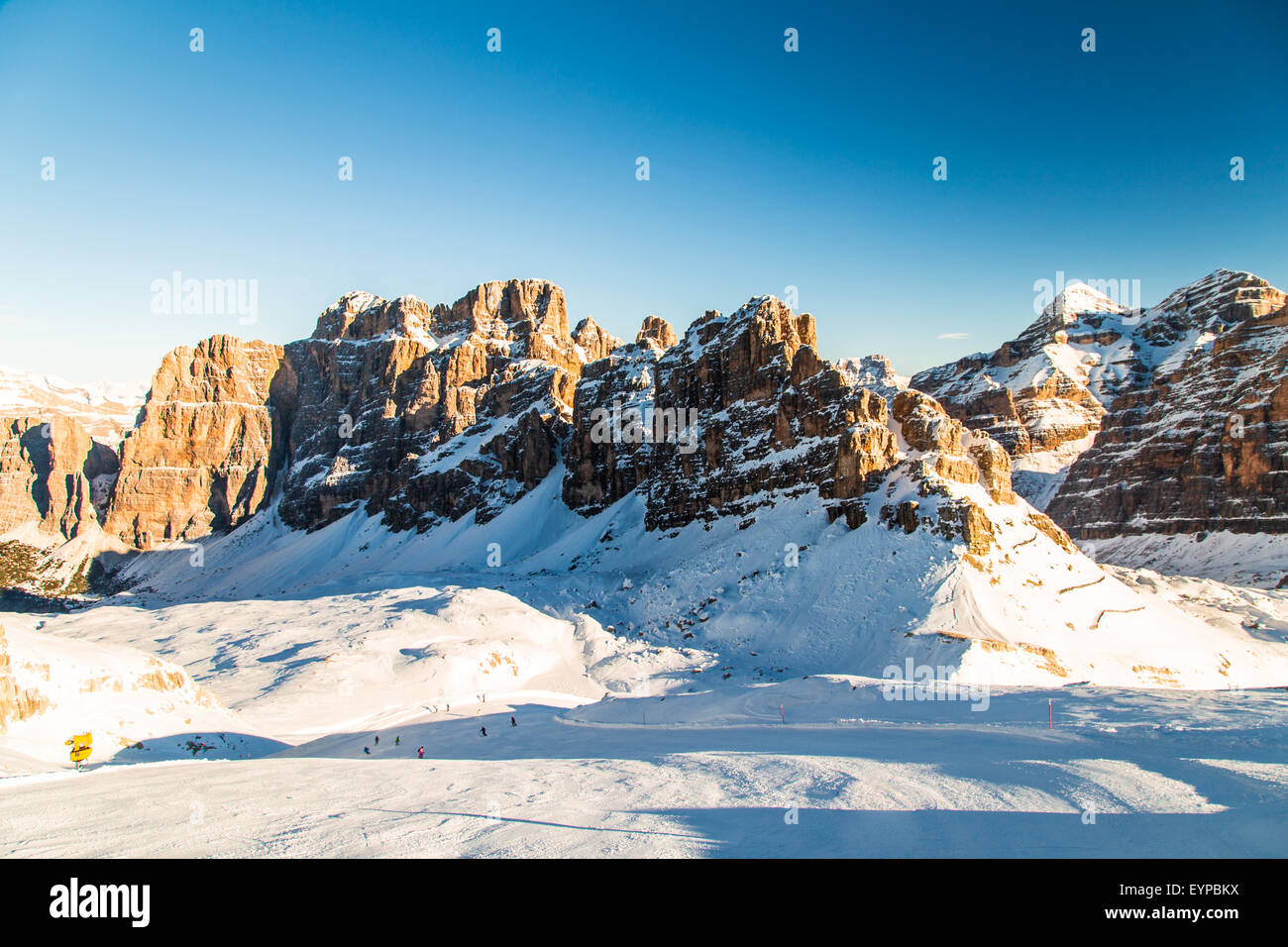 winter in the italian alps, with the ski slope full of snow Stock Photo ...