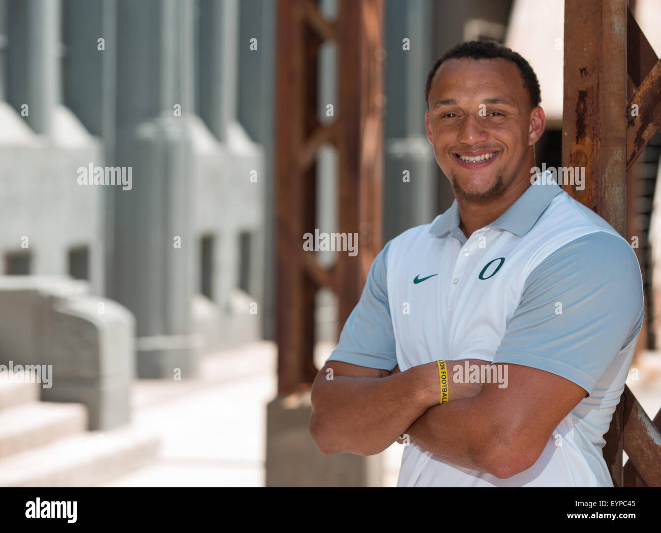 Burbank, CA. 31st July, 2015. Oregon Ducks linebacker Rodney Hardrick ...