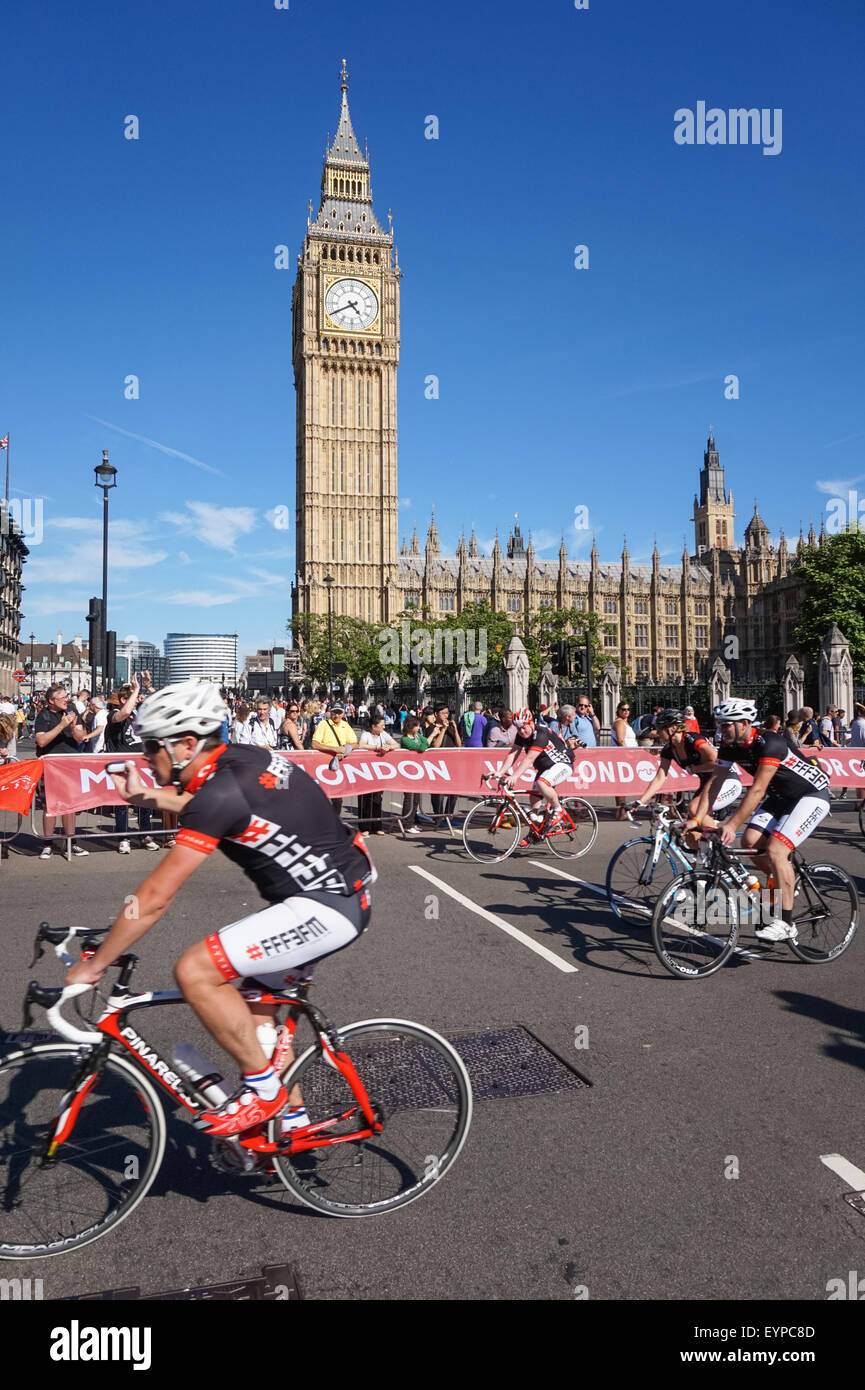 Cyclists take part in Prudential RideLondon-Surrey 100, a 100-mile ...